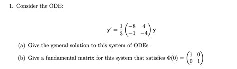 Solved 1 Consider The Ode 1 8 1 4 4 у A Give The