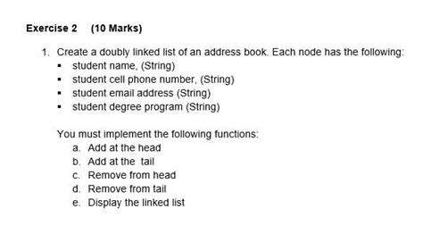 solved 1 create a doubly linked list of an address book