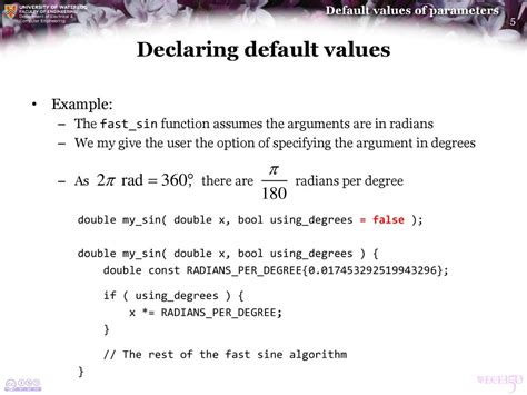default values of parameters ppt download