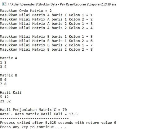 Array Multidimensional Program Perkalian Rata Rata Dan Total Jumlah