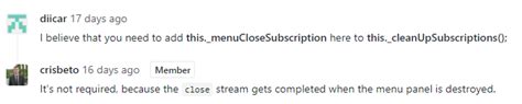 Menu Menuclose Subscriptions Are Not Cleaned Up · Issue 14094