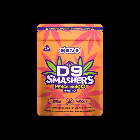 D9 Smasher Peach Mango Hybrid Thc Gummies 500mg Potent D9 Thc