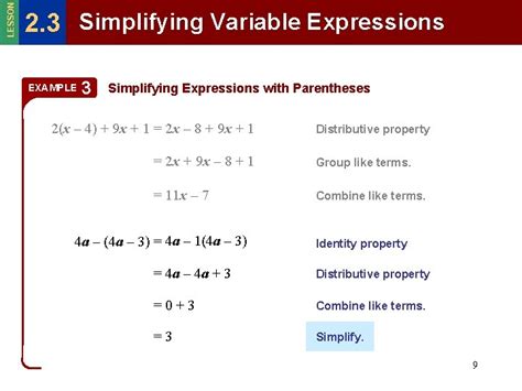 Lesson 2 3 Simplifying Variable Expressions Fitness You