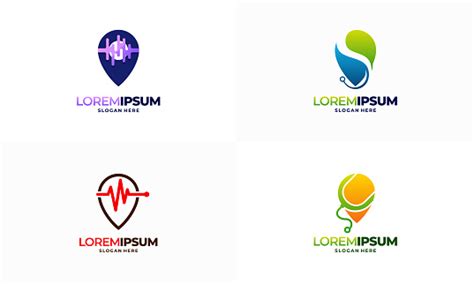 메디컬 포인트 로고 디자인 컨셉 벡터 일러스트레이션 헬스 포인트 로고 템플릿 아이콘 기호 지도 핀 아이콘에 대한 스톡 벡터 아트