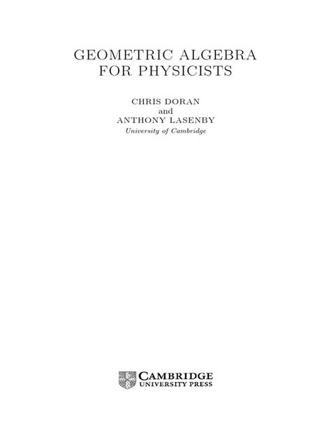geometric clifford algebra for physics pdf vector space euclidean