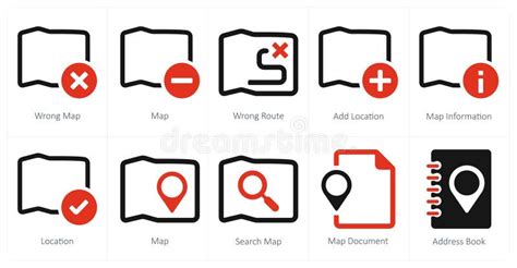 A Set Of 10 Navigation Icons As Wrong Map Map Wrong Route Stock Illustration Illustration Of