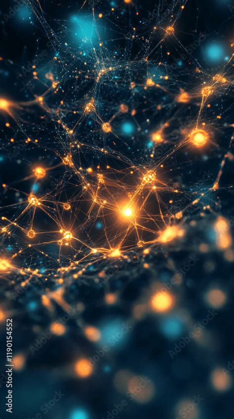 Ai Generated Neural Network With Nodes Pulsating In Various Colors And