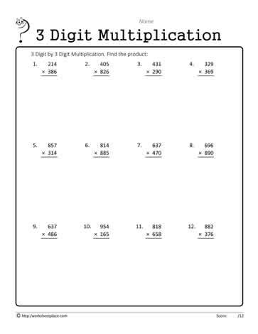 Digit By Digit Multiplication Worksheets