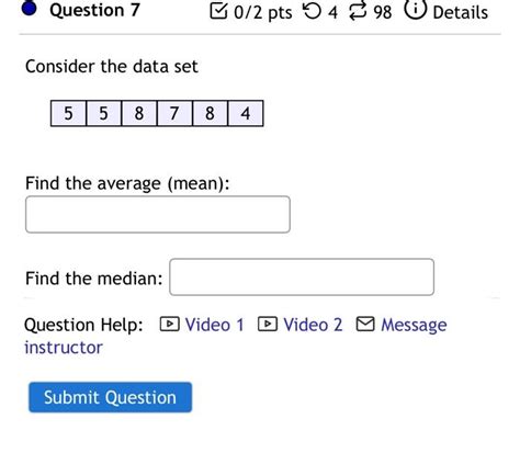 Solved Consider The Data Set Find The Average Mean Find Chegg