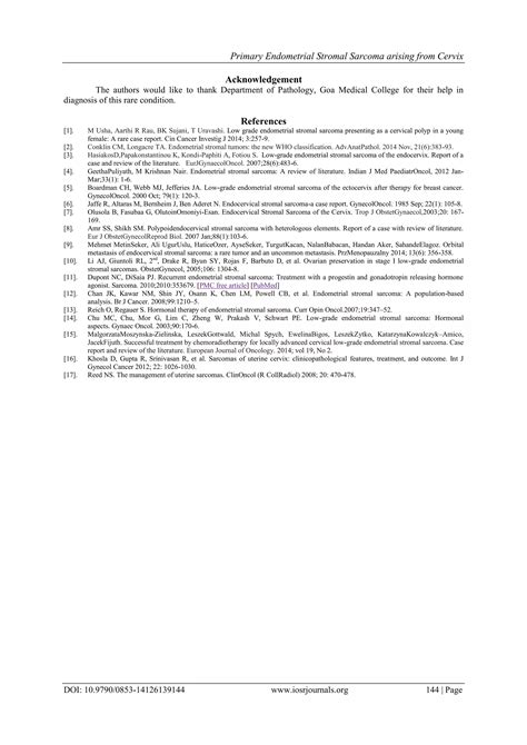 Primary Endometrial Stromal Sarcoma Arising From Cervix Pdf
