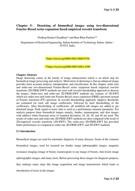Pdf Denoising Of Biomedical Images Using Two Dimensional Fourier Bessel Series Expansion Based