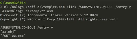 Assembly Link Fatal Error Lnk1181 Cannot Open Input File Zzexe