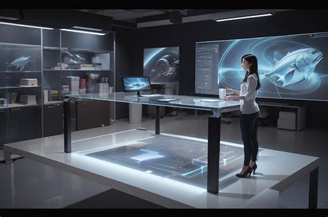 Premium Ai Image Spatial Holographic Displays Interactive 3d Workspace Visualizationspatial