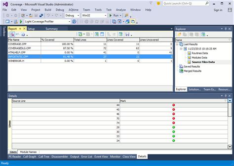 Light Coverage Profiler Results Of The Source Files Data Category