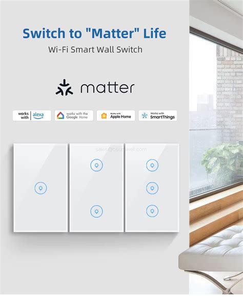 Us Black Standard Glass Touch Switch Wifi Matter Light Switch 123