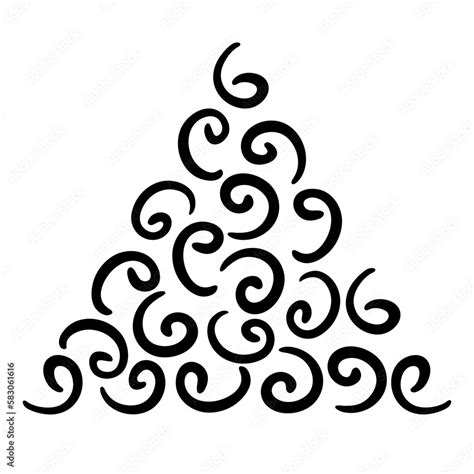 Hand Drawn Curlicues Spiral In The Shape Of Triangle Doodle