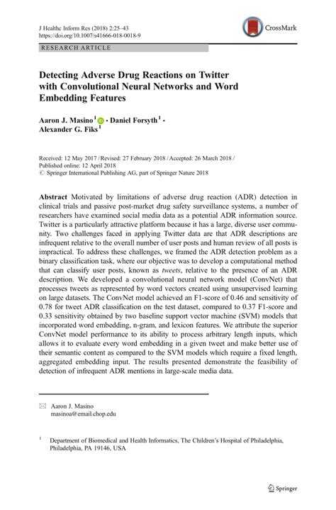 pdf detecting adverse drug reactions on twitter with convolutional