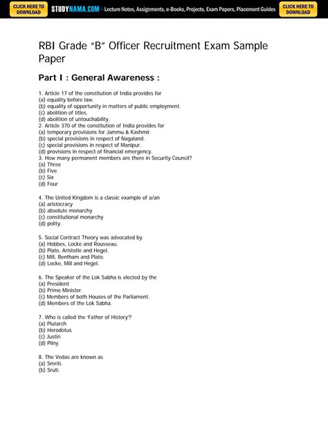 Solution Rbi Grade B Officers Recruitment Exam Sample Practice