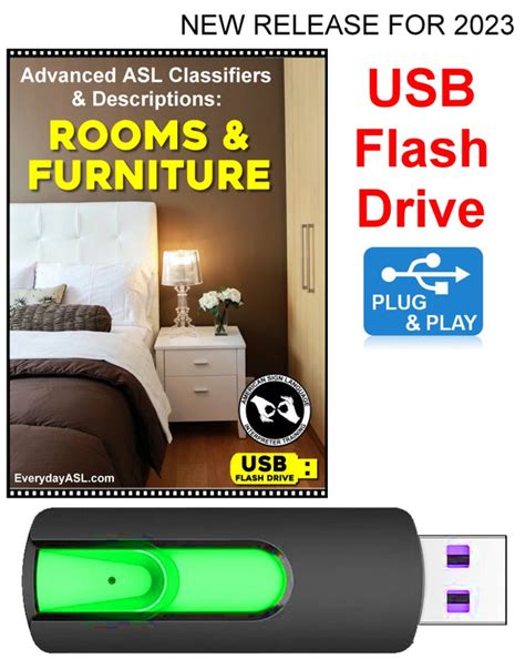New Advanced Asl Classifiers Rooms And Furniture Usb Flash Drive Everyday Asl University