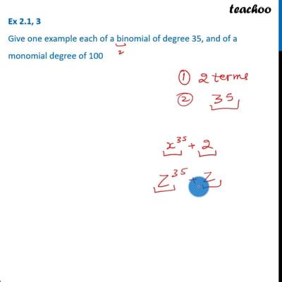 Ex 2 1 3 Give One Example Each Of A Binomial Of Degree