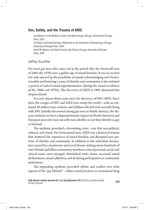 Pdf Sex Safety And The Trauma Of Aids