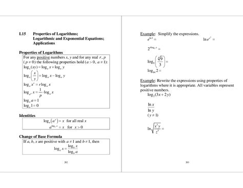 properties of logarithms docsity