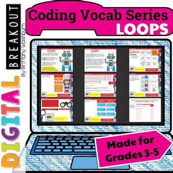 Coding Vocab Digital Breakout Loops TPT
