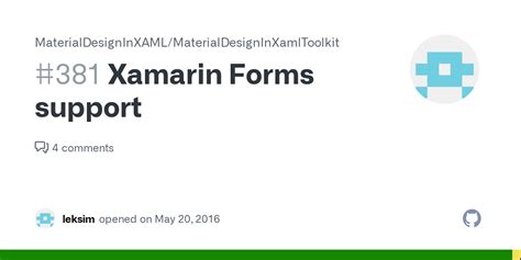 Xamarin Forms Support Issue 381 MaterialDesignInXAML MaterialDesignInXamlToolkit GitHub
