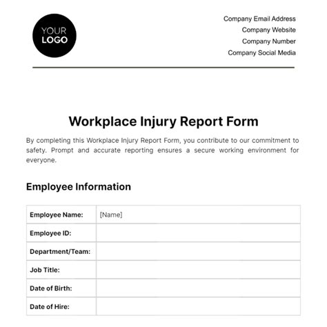 Workplace Injury Report Form Template Edit Online Download Example Template Net