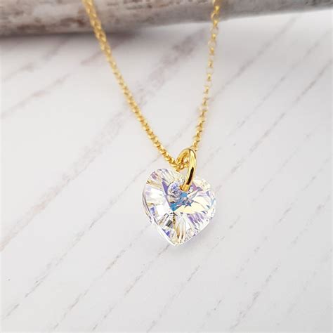 Heart Aurora Borealis Swarovski Crystal Necklace