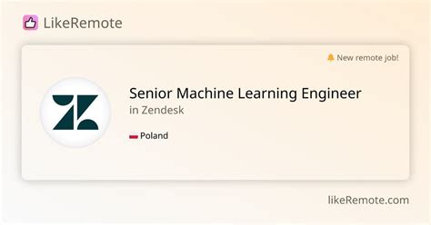 📩 Senior Machine Learning Engineer At 🏢 Zendesk 📍remote Job In 🇵🇱 Poland Rlikeremote