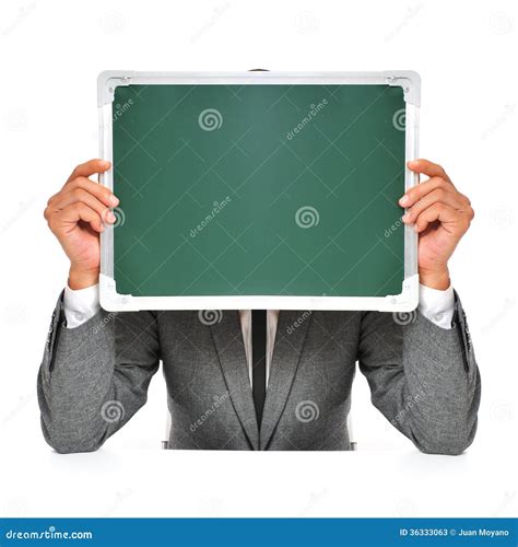 Man In Suit With A Blank Chalkboard Stock Image Image Of Company Blackboard