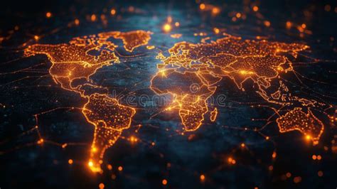 A World Map With Glowing Connections Between Different Countries Representing Global