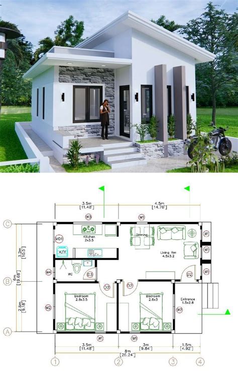 Two Bedrooms House Plan Small House Design House Plans House