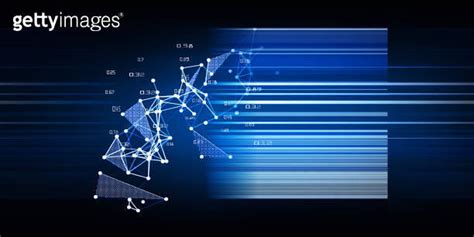 Abstract Analysis Data Concept In Light Grid Connected Particles And Blurred Lines Business And