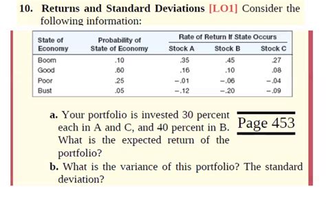 Solved Returns And Standard Deviations