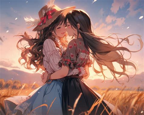 Cute Lesbian Gay Couple Kissing Each Other Stock Illustration Illustration Of Connection