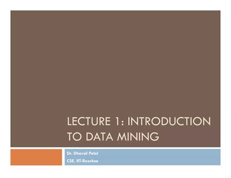 Lecture 1 Introduction To Data Miningpdf