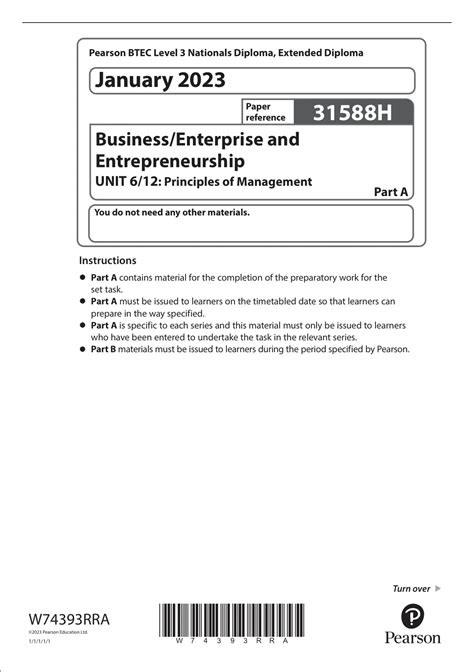 Btec Business Level 3 Exam Unit 6 Principles Of Management Unit 6