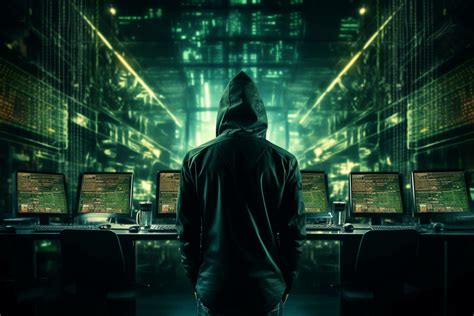 Hacker In Hood Stealing Data From Computer Cyber Crime Concept Ai Generated 30491652 Stock