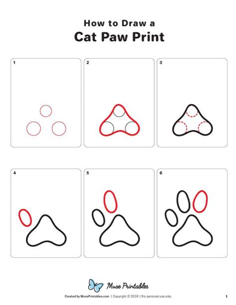 Learn How To Draw A Cat Paw Print Step By Step Free Printable Download