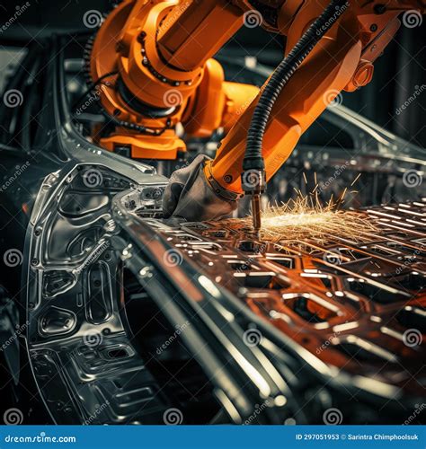 Car Factory Digitalization Industry 40 Concept Automated Robot Arm Assembly Line Manufacturing