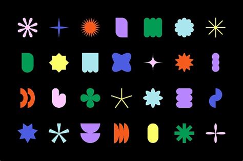 기하학적 잔인한 인물 현대 요소 추상적 인 모양 스위스 스타일 단순하고 대담한 미니멀리스트 기본 형태 벡터 세트 추상적인에 대한