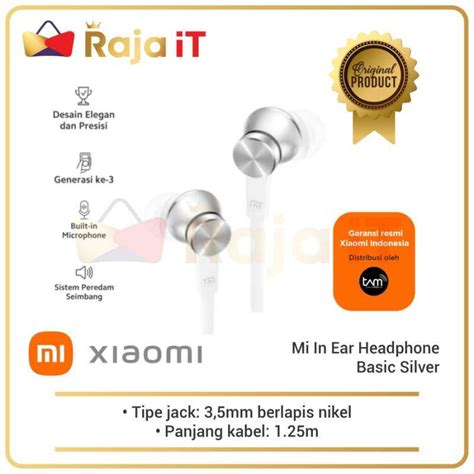 Jual Xiaomi Headset Mi In Ear Headphones Basic Earphone Original Putih Di Seller Raja It