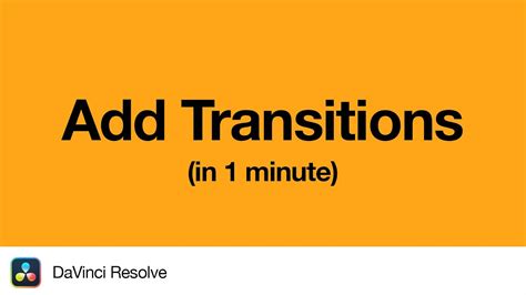 how to create transitions in davinci resolve 1 minute tutorial youtube