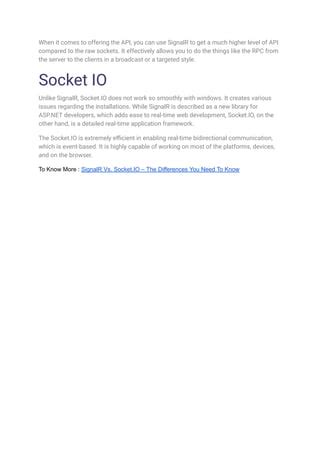 Signalr Vs Socket Io The Differences You Need To Know Pdf
