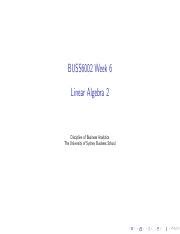 Wk Linear Algebra Pdf Buss Week Linear Algebra Discipline Of Business Analytics The