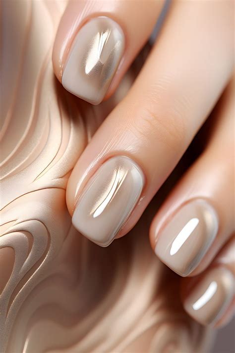 Beige Chrome Nails Subtle Elegance Meets Modern Shine Chrome Nails