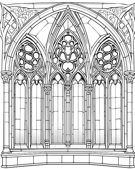 Premium Photo Drawing Of Gothic Style Stained Glass Window