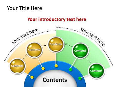 Powerpoint Slide Diagram Sphere Multicolor 5 Spheres Tg235
